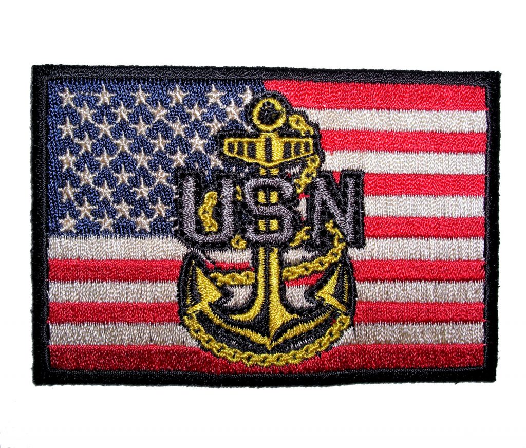 Patriotic American Flag With US Navy Anchor Embroidered Patch – Leather ...