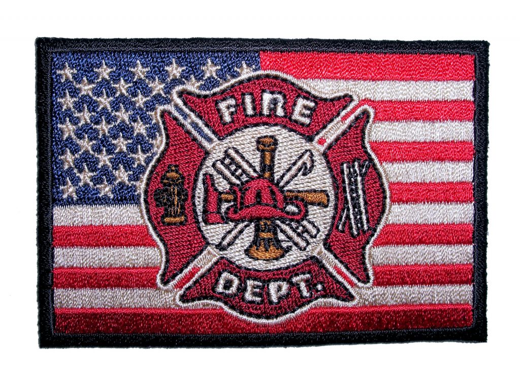 Patriotic American Flag With Firefighter Maltese Logo Embroidered Patch ...
