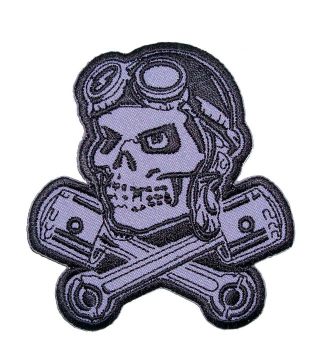 Pilot Biker Skull Embroidered Biker Patch – Leather Supreme