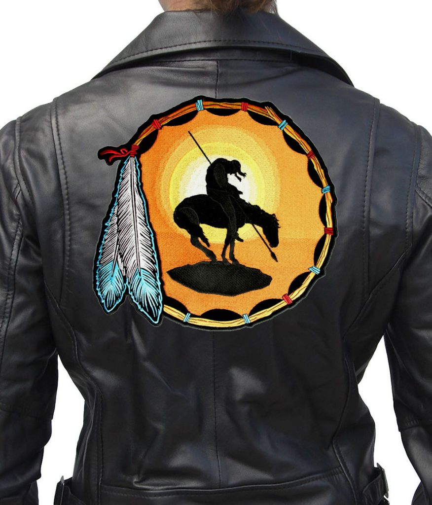 End Of The Trail Native Indian, Feathers Embroidered Biker Patch ...