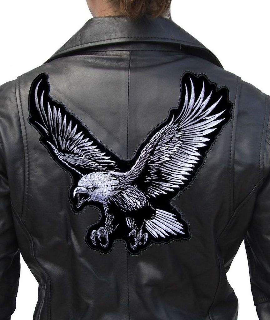Silver Flying American Bald Eagle Embroidered Biker Patch – Leather Supreme