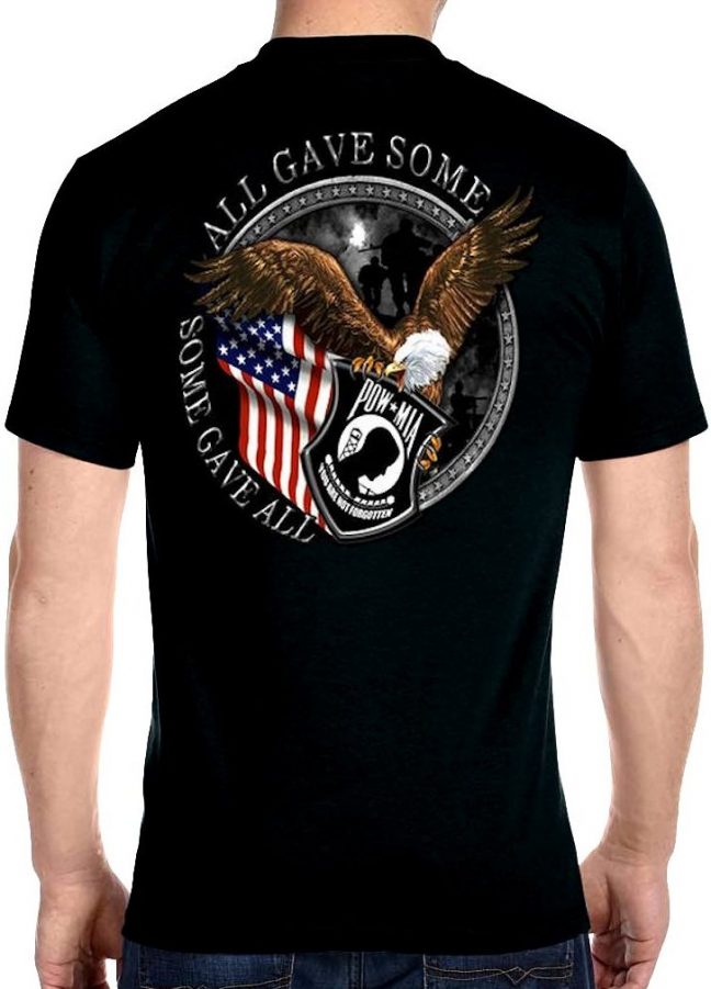 Mens Patriotic POW-MIA Biker Tee Shirt Design 2 – Leather Supreme
