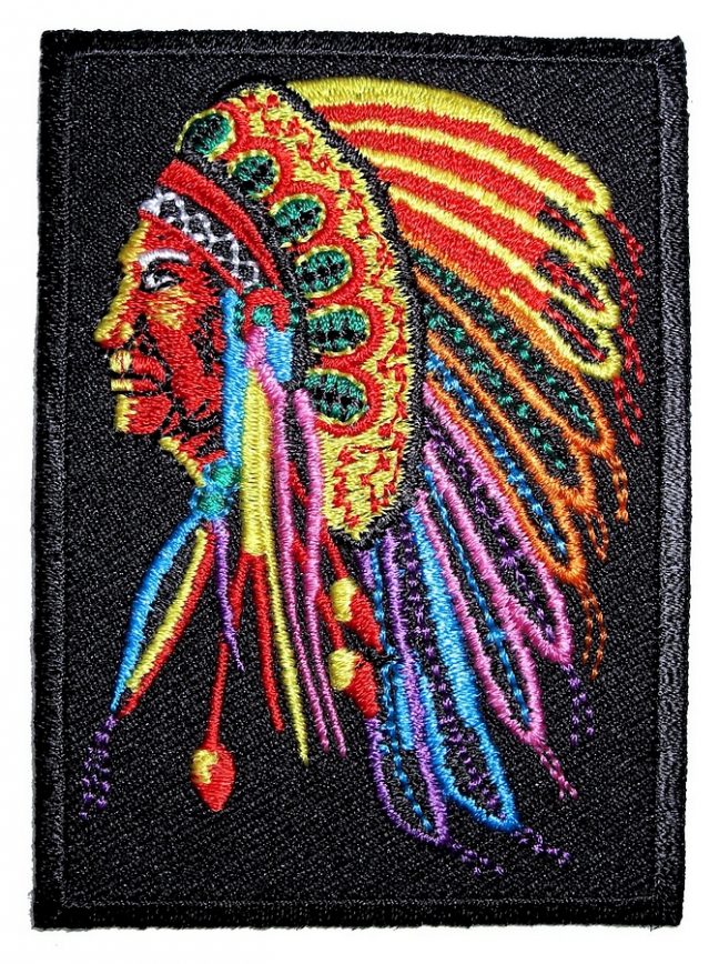Native American Indian Chief Head Embroidered Biker Patch Small ...