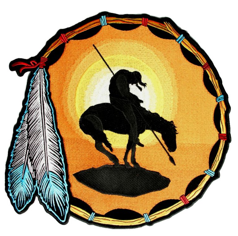 End Of The Trail Native Indian, Feathers Embroidered Biker Patch ...