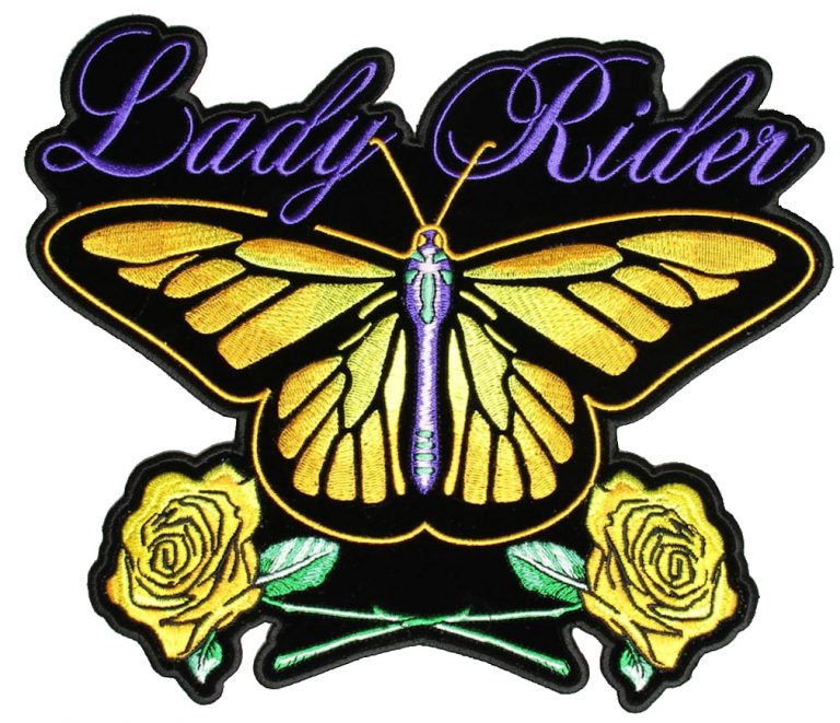 Lady Rider Butterfly, Roses Embroidered Biker Patch – Leather Supreme