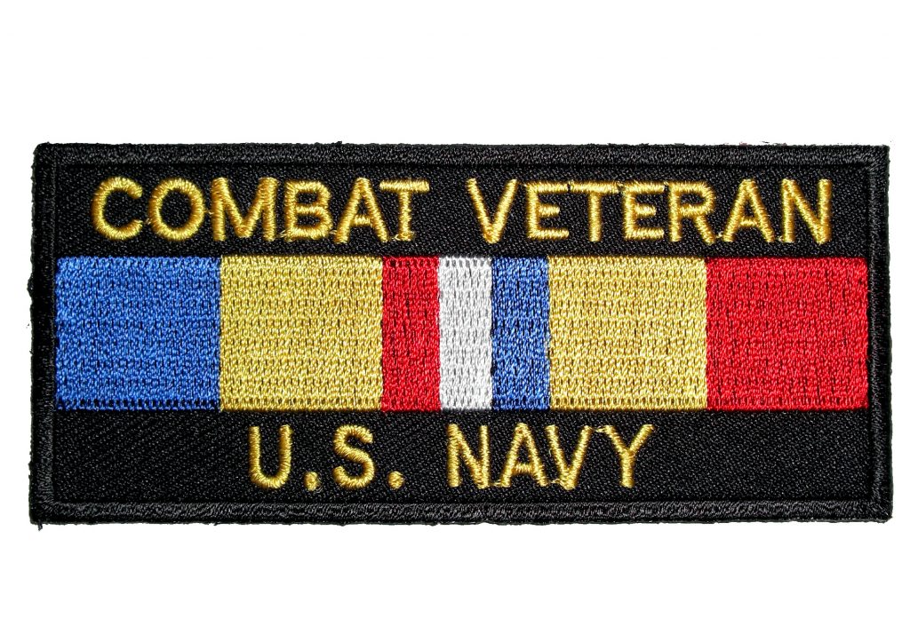 Combat Veteran US Navy Service Ribbon Embroidered Patch – Leather Supreme