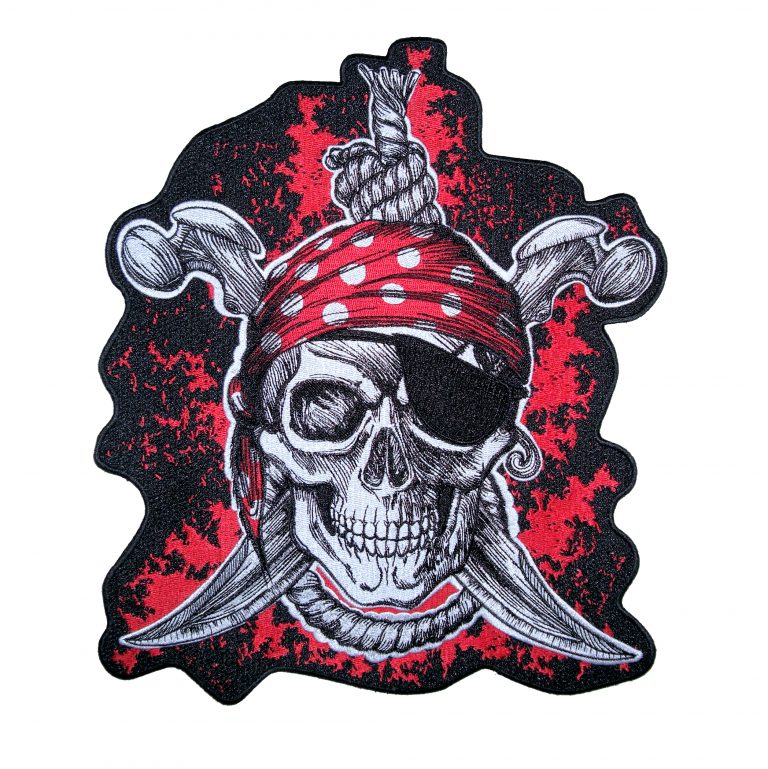 Pirate Skull, Noose Around Neck Crossed Swords Biker Patch – Leather ...