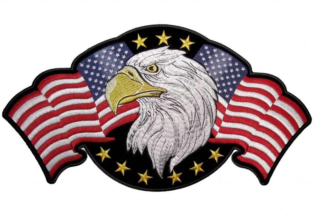 Patriotic Eagle With American Flags And Stars Embroidered Biker Patch ...
