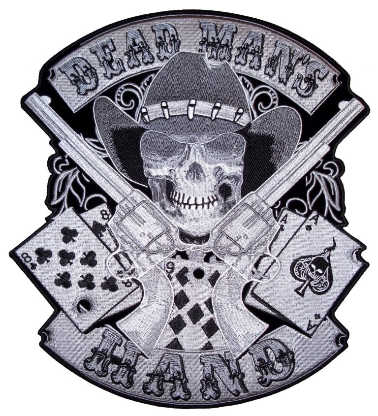 Dead Man’s Hand Aces And Eights Cowboy Skull Embroidered Biker Patch – Leather Supreme