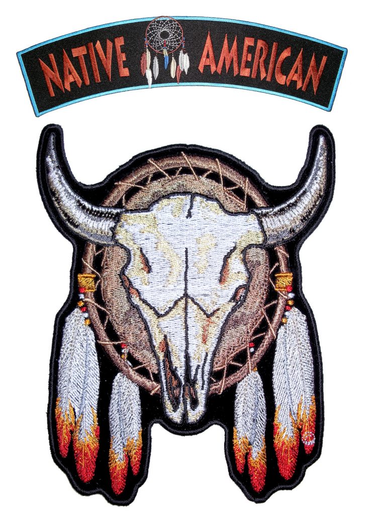 Native American Rocker And Steer 2 PC Embroidered Patch Set (2 Sizes ...