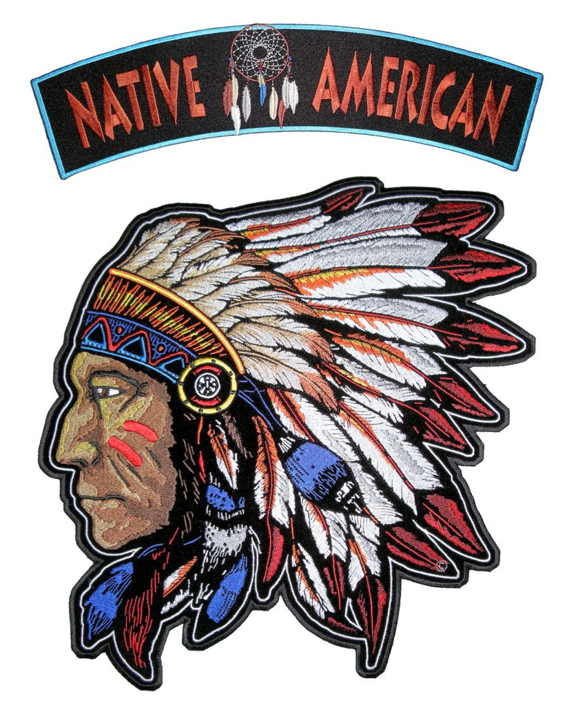 Native American Rocker And Indian Chief Headdress 2 PC Embroidered ...