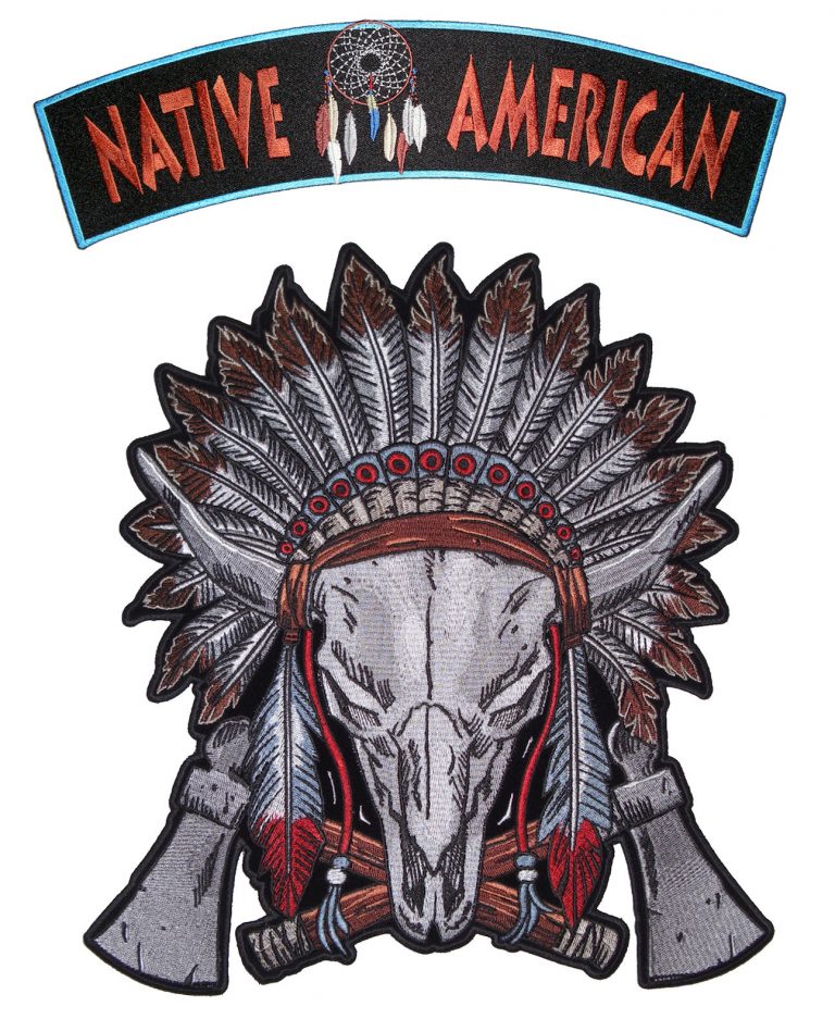 Native American Rocker And Steer Headdress 2 PC Embroidered Patch Set ...