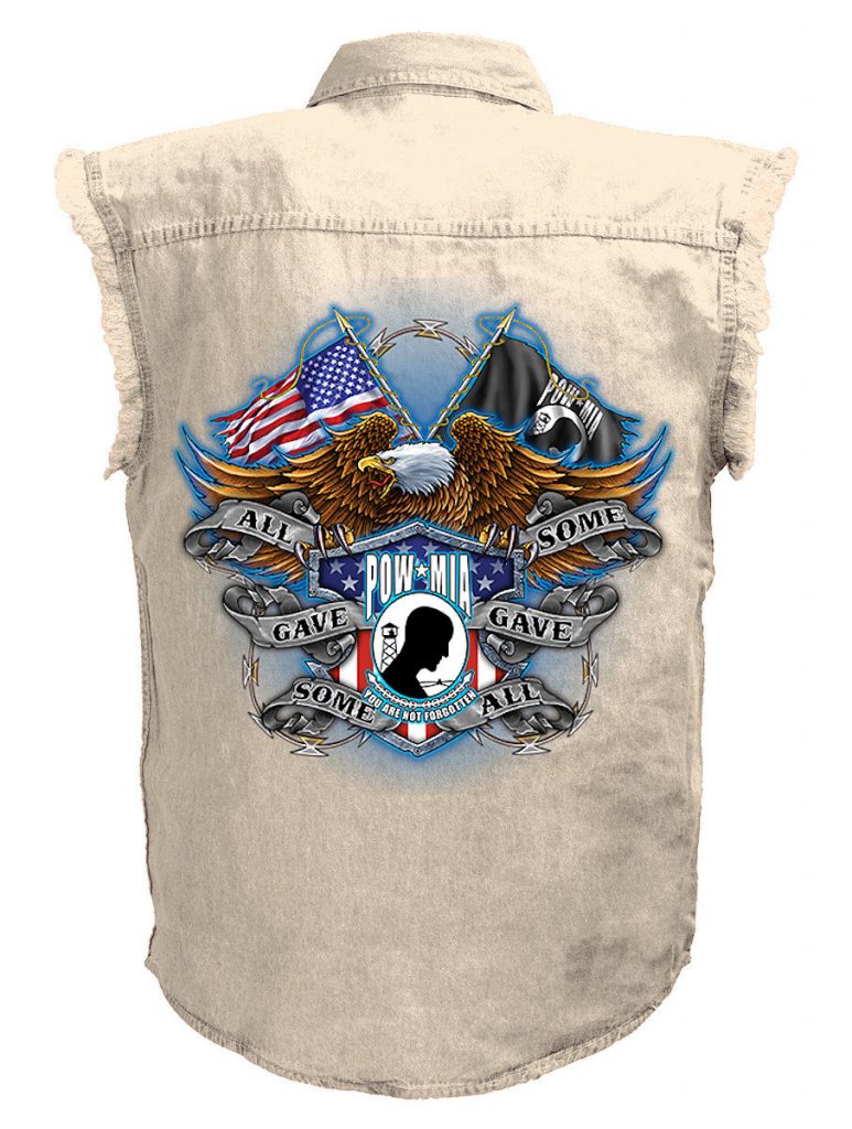 Men’s All Gave Some Some Gave All POW-MIA Eagle White Cutoff Denim ...